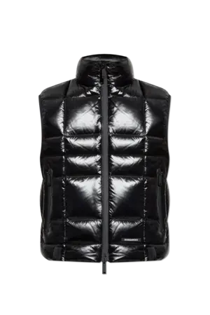 Dsquared2 Padded Down Gilet With Stand-up Collar - Black