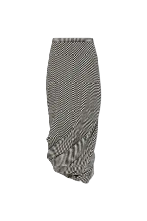 Balenciaga Houndstooth Wool Midi Skirt