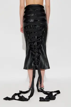 Balenciaga Lambskin Leather Midi Skirt