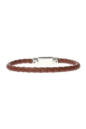 FERRAGAMO Braided Leather Bracelet - Brown