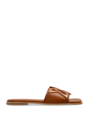 VIC MATIE Leather Slides - Brown