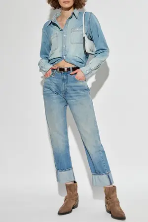 R13 Relaxed Boyfriend Fit Jeans With Embroidered Logo