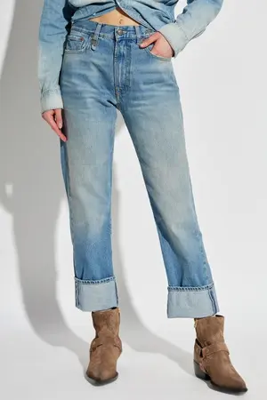R13 Relaxed Boyfriend Fit Jeans With Embroidered Logo
