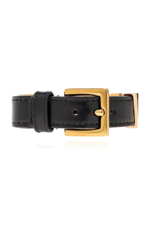 Versace Leather Bracelet With Gold Logo