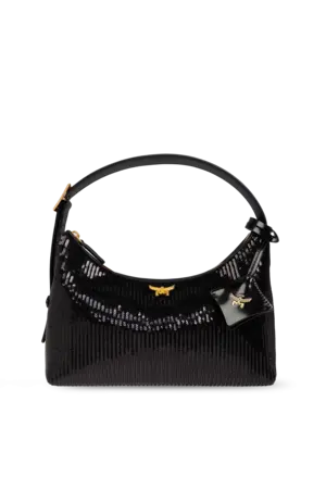 Mcm Sequin Shoulder Bag - Black