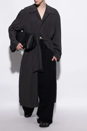Balenciaga Check Pattern Coat With Belt