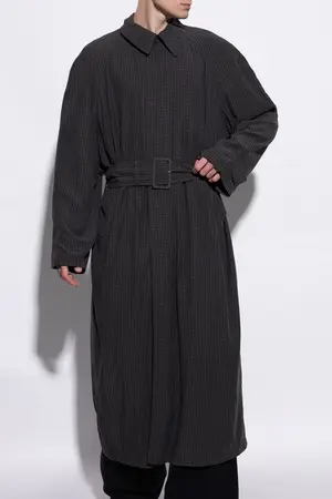 Balenciaga Check Pattern Coat With Belt