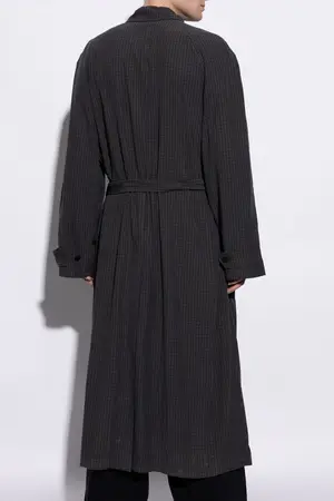 Balenciaga Check Pattern Coat With Belt