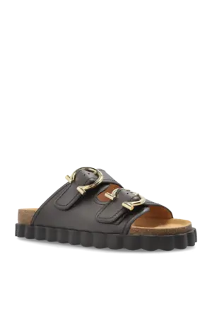 FERRAGAMO Kapalua Leather Slides With Gancini Buckles