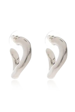 Isabel Marant Étoile Engraved Logo Brass Earrings Silver