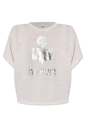 MARANT ETOILE Kyanza Metallic Logo Linen T-shirt