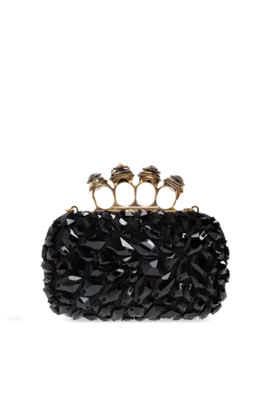 Alexander McQueen Handbag With Knuckle Duster Handle And Stone Embellishments - Black