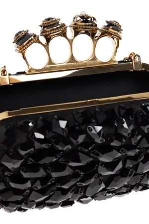 Alexander McQueen Handbag With Knuckle Duster Handle And Stone Embellishments - Black