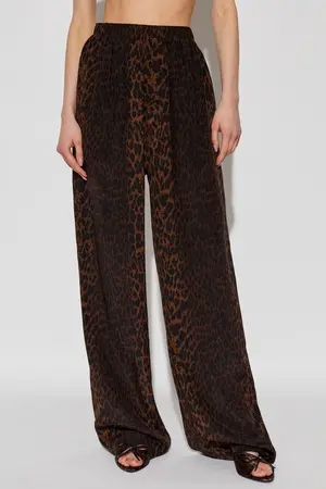 Balenciaga Animal Print Silk Trousers
