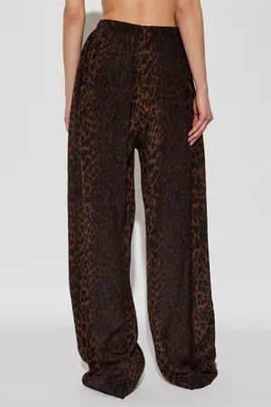 Balenciaga Animal Print Silk Trousers