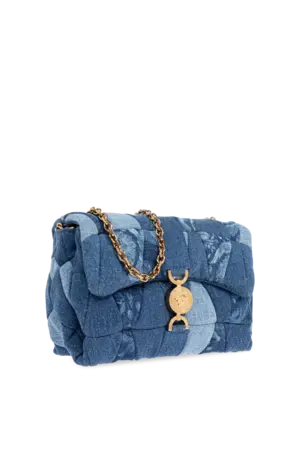 Versace Quilted Shoulder Bag With Gold Chain And Emblem
