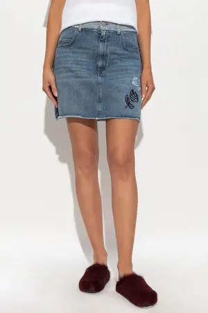 Marni Short Denim Skirt With Logo