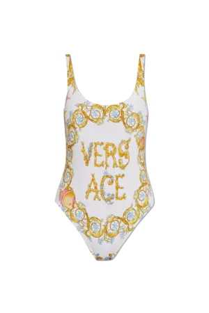 Versace Baroque Printed One-piece Swimsuit - Cream