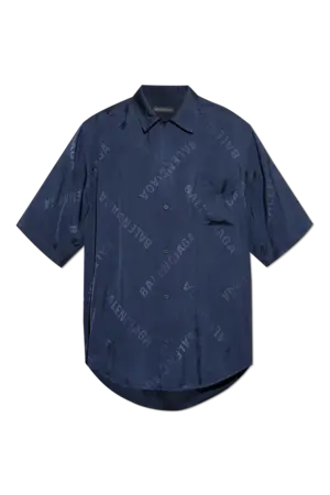 Balenciaga Shirt With Monogram - Navy Blue