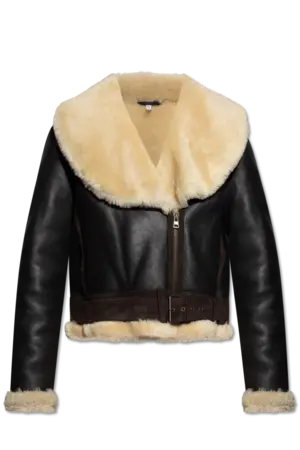 JW Anderson Shearling Coat With Pockets - Brown