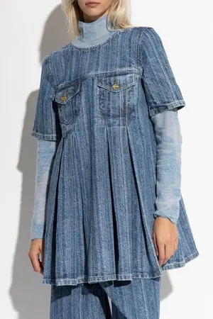 GANNI Denim Dress With Darts - Blue
