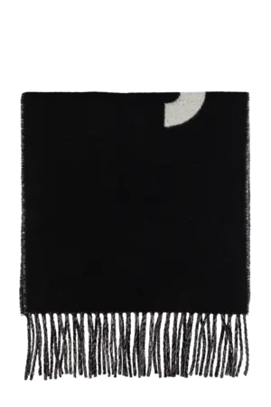 Jacquemus Wool Scarf With Logo - Black