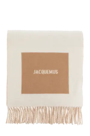 Jacquemus Wool Scarf With Logo - Cream