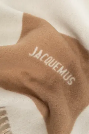 Jacquemus Wool Scarf With Logo - Cream