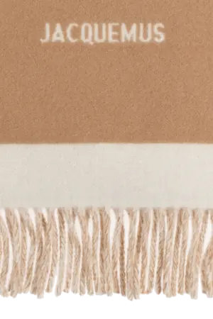 Jacquemus Wool Scarf With Logo - Cream