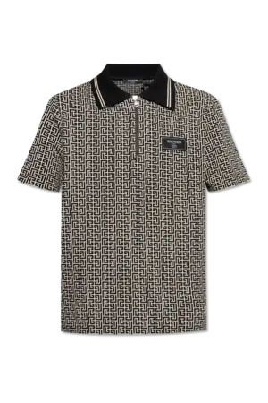 Balmain Polo With Monogram - Beige