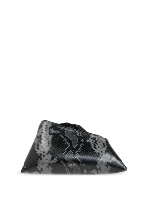 Attico 8:30 Pm Snake-embossed Clutch - Black