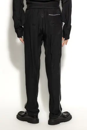 Dolce & Gabbana Silk Trousers With Crown Pattern