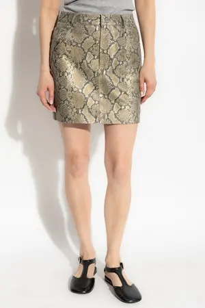 GESTUZ Gzfeliza Lamb Leather Snake Print Skirt - Beige