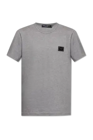 Dolce & Gabbana T-shirt With Logo Appliqu - Grey