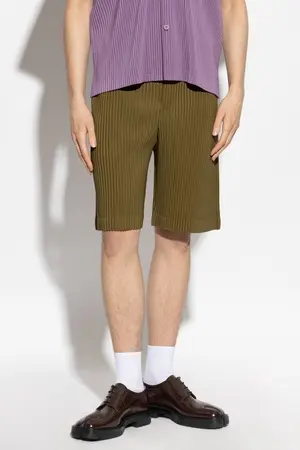 Issey Miyake Pleated Shorts - Green