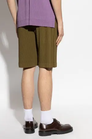 Issey Miyake Pleated Shorts - Green