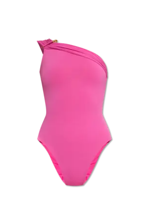 Versace Asymmetrical One-piece Swimsuit With Golden Embellishment - Pink