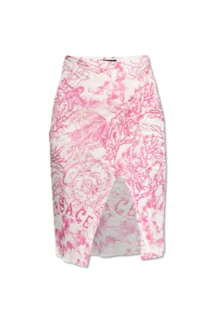 Versace Underwater Barocco Print Midi Skirt