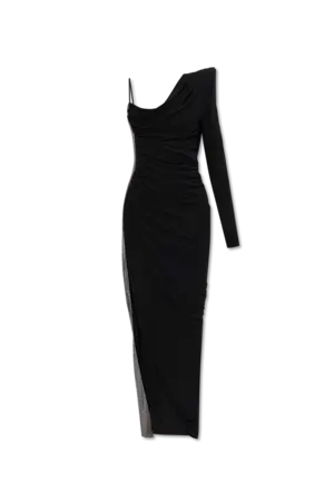 Balmain Asymmetrical Viscose Dress With Appliqu