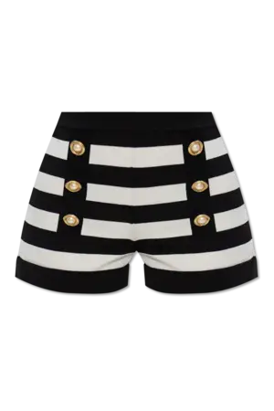 Balmain Striped High-waisted Shorts