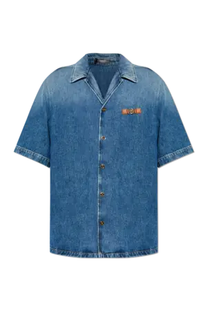 Versace Denim Shirt With Short Sleeves