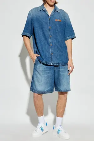 Versace Denim Shirt With Short Sleeves