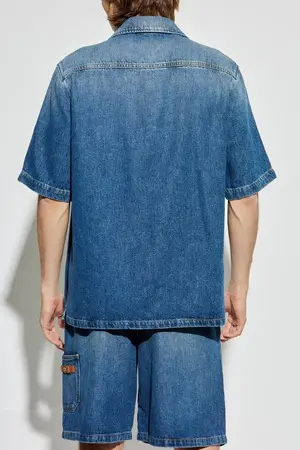 Versace Denim Shirt With Short Sleeves