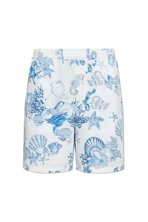 Versace Coral Theatre Allover Print Shorts - Light Blue