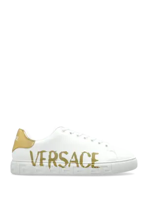 Versace Gold Tone Sneakers For Men