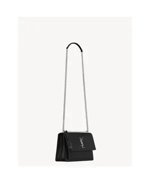 Saint Laurent Sunset Medium Crossbody Bag - Noir Smooth Leather/silver