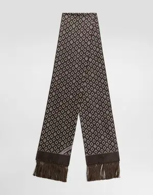 Dolce & Gabbana Silk Twill Scarf With Micro-design And Logo - Multicolor