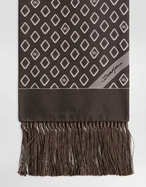 Dolce & Gabbana Silk Twill Scarf With Micro-design And Logo