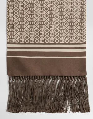 Dolce & Gabbana Silk Twill Scarf With Micro-design And Logo