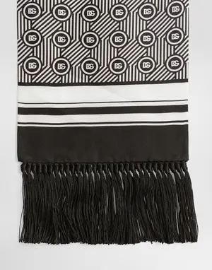Dolce & Gabbana Silk Twill Scarf With Micro-design And Logo